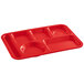 Choice 10" x 14" Left Handed Heavy-Duty Melamine NSF Red 6 Compartment ...