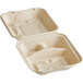 World Centric 3-Compartment Compostable Fiber Clamshell Container 8" x ...