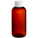 4 oz. PET Amber Boston Round Bottle with 24/410 White Continuous Thread ...