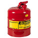 Justrite 5 Gallon Type I Red Steel Gas / Flammables Safety Can with ...