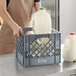 Choice 16 Qt. Gray Square Milk Crate - 13" x 13" x 11"