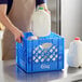 Choice 16 Qt. Blue Square Milk Crate - 13" x 13" x 11"