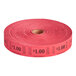 Red 1-Part "1 Dollar" Raffle Ticket - 1000/Roll