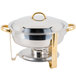 Choice 4 Qt. Round Chafer with Gold Accents - WebstaurantStore