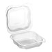 Genpak Clover 8" x 8" x 3" Microwavable 1-Compartment Clear Plastic ...