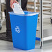 Lavex 41 Qt. / 10 Gallon Blue Rectangular Recycling Wastebasket - 10/Case