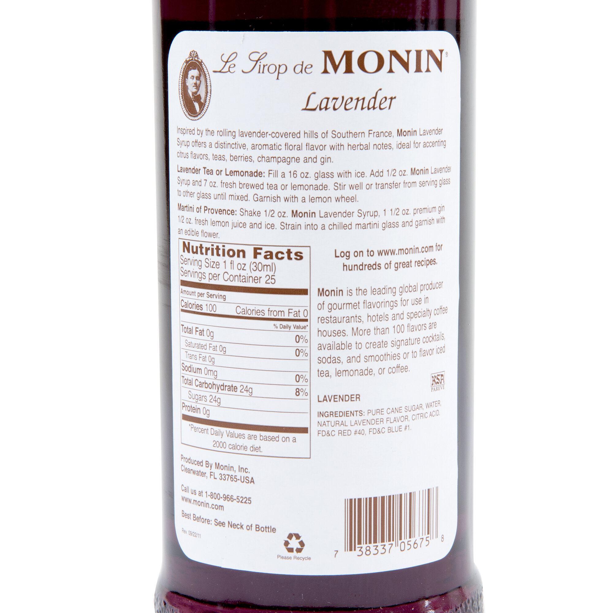 Monin 750 mL Premium Lavender Flavoring Syrup