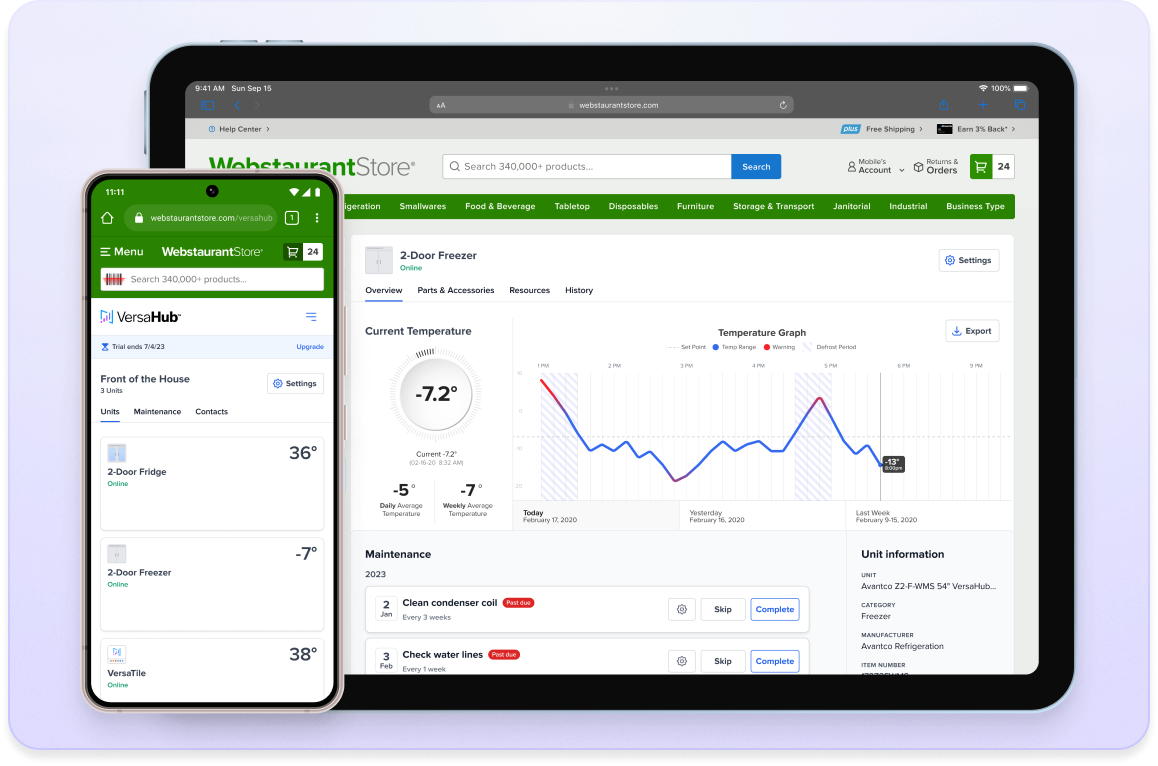 VersaHub Smart Equipment Dashboard - WebstaurantStore