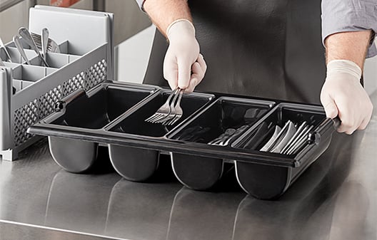 Plastic Utensil Caddy and Silverware Holder | Plasticware Dispenser ...
