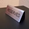 Choice "Reserved" Stainless Steel Table Tent Sign - 3" x 1 1/2"